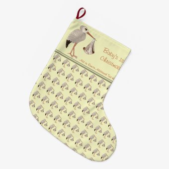 Classic Stork (Neutral) 2 Large Christmas Stocking | Zazzle