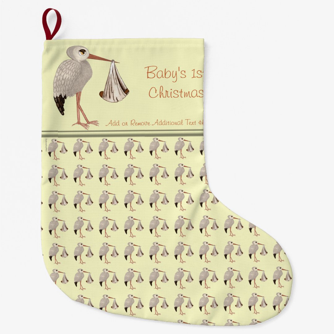 Classic Stork (Neutral) 2 Large Christmas Stocking | Zazzle