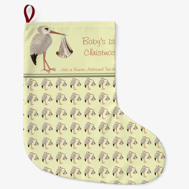 Classic Stork (Neutral) 2 Large Christmas Stocking | Zazzle