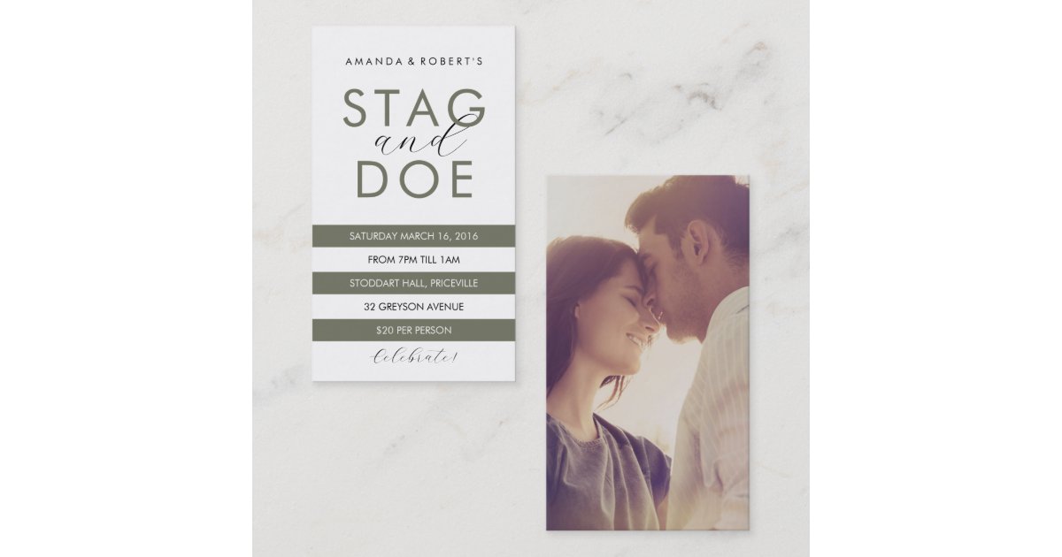 Classic Stripe Stag & Doe Ticket, Custom Color Business Card | Zazzle