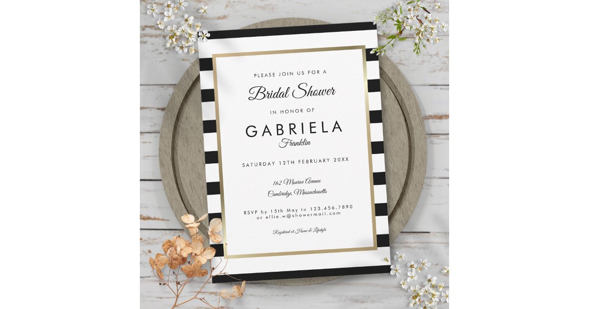 Classic Stripe Wedding Bridal Shower Invitation | Zazzle