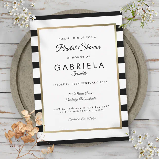 Classic Stripe Wedding Bridal Shower Invitation | Zazzle
