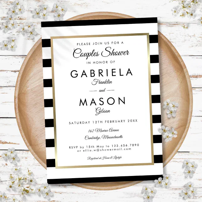 Classic Stripe Wedding Couples Shower Invitation | Zazzle