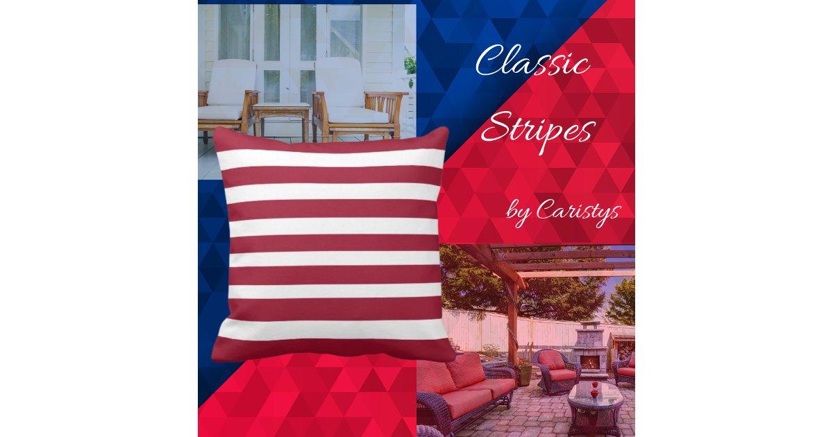 Classic Stripes Red and White Throw Pillow | Zazzle