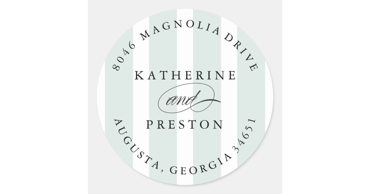 Classic Stripes Wedding Monogram Address Label | Zazzle