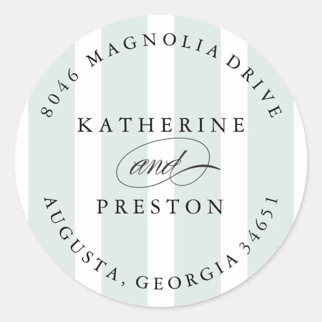 Classic Stripes Wedding Monogram Address Label | Zazzle