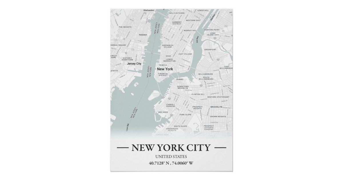 Classic style city map of New York City, USA Poster | Zazzle