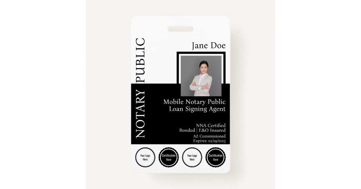 Classic Style Notary Public Badge with QR | Zazzle