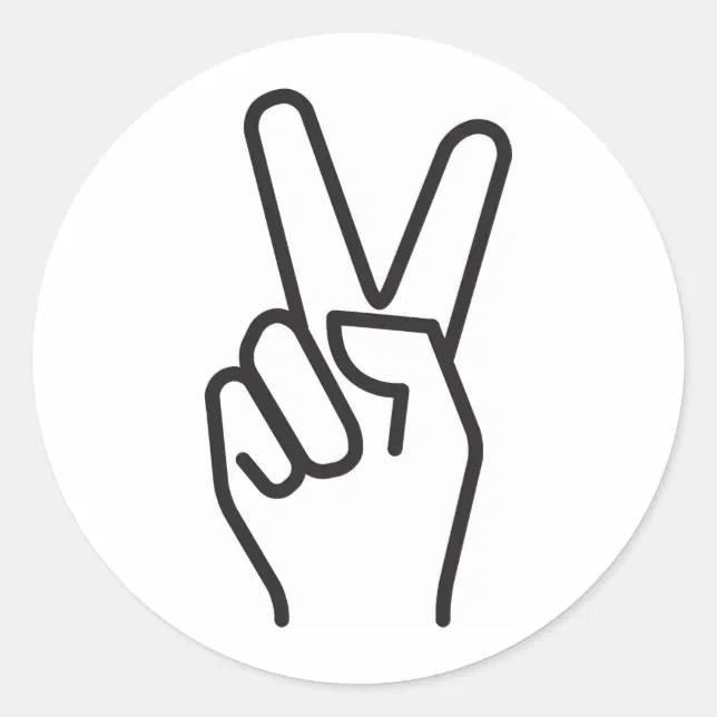 classic stylized victory sign classic round sticker | Zazzle
