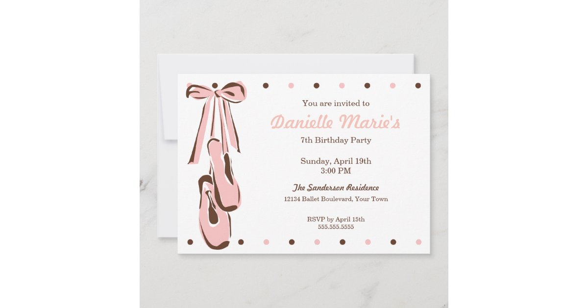 Classic Sweet Pink Ballet Shoe Invitation | Zazzle