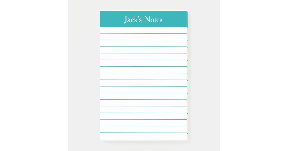 Classic Teal Lined Personalized Post-it Notes | Zazzle