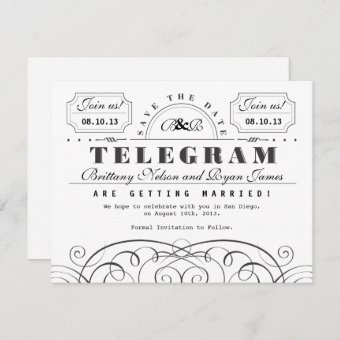 Classic Telegram Save the Date | Zazzle