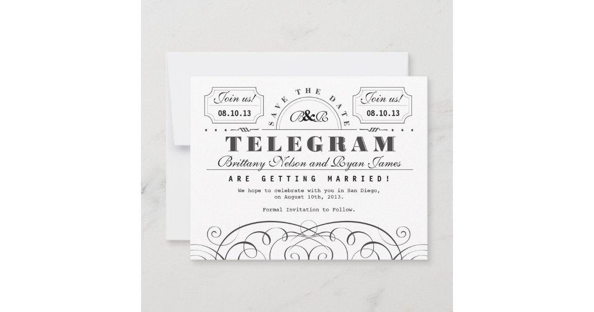 Classic Telegram Save the Date | Zazzle