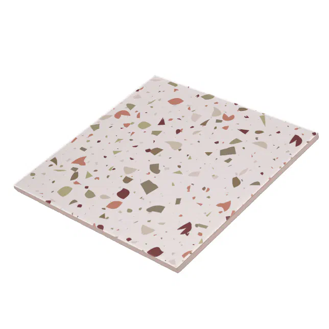 Classic terrazzo marble floor pattern background ceramic tile | Zazzle