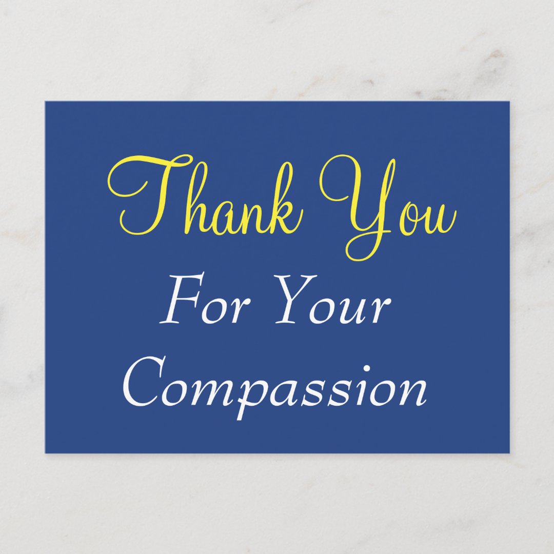 Classic "Thank You For Your Compassion" Postcard | Zazzle