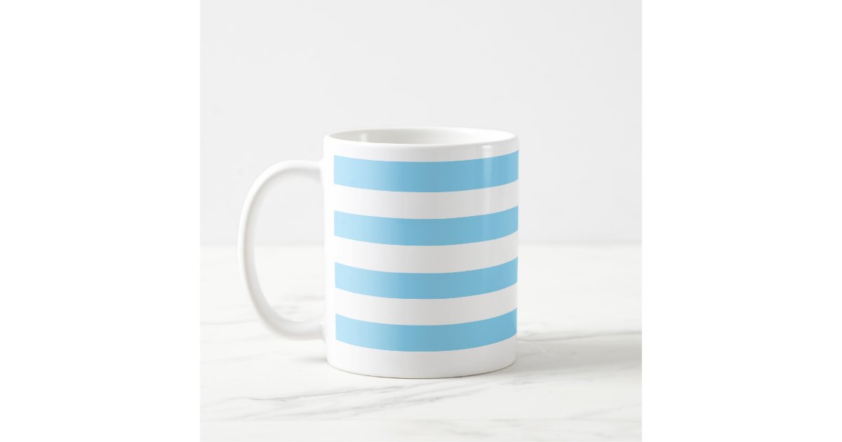 Classic Thick Light Blue & White Horizontal Stripe Coffee Mug | Zazzle