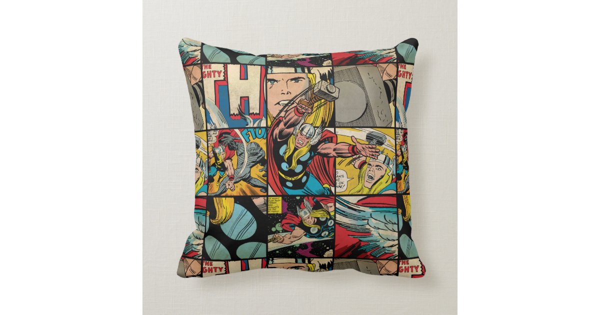 Classic Thor Comic Book Pattern Throw Pillow | Zazzle.com