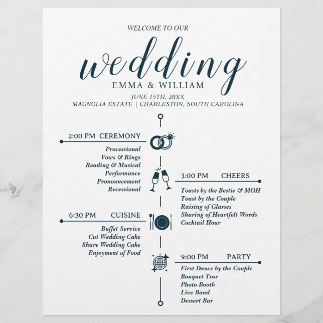 Classic Timeline Wedding Program | Zazzle