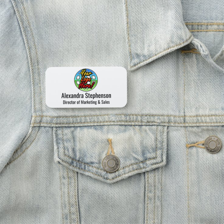 Classic Top Logo Custom Personalized Business Name Tag | Zazzle