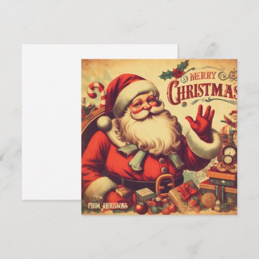 Classic traditional retro illustration Santa Claus Holiday Card | Zazzle