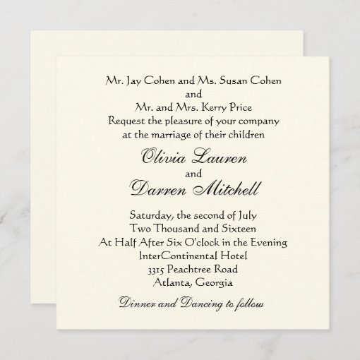 Classic Traditional Wedding Invitation | Zazzle