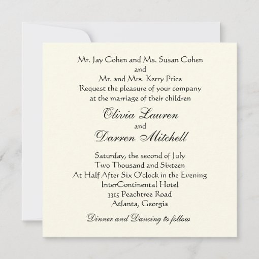 Classic Traditional Wedding Invitation | Zazzle