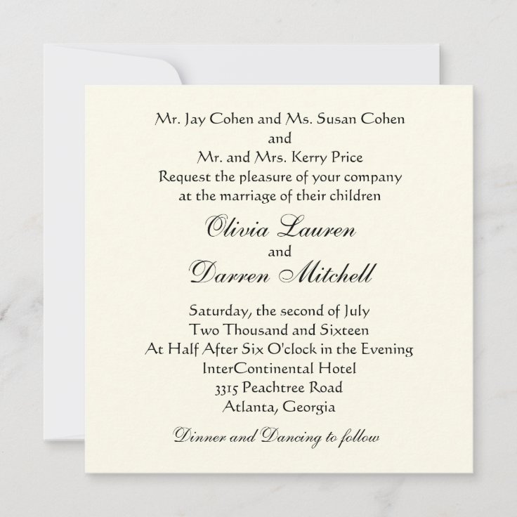 Classic Traditional Wedding Invitation | Zazzle