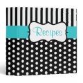 Classic Turquoise Black Recipe Binder | Zazzle