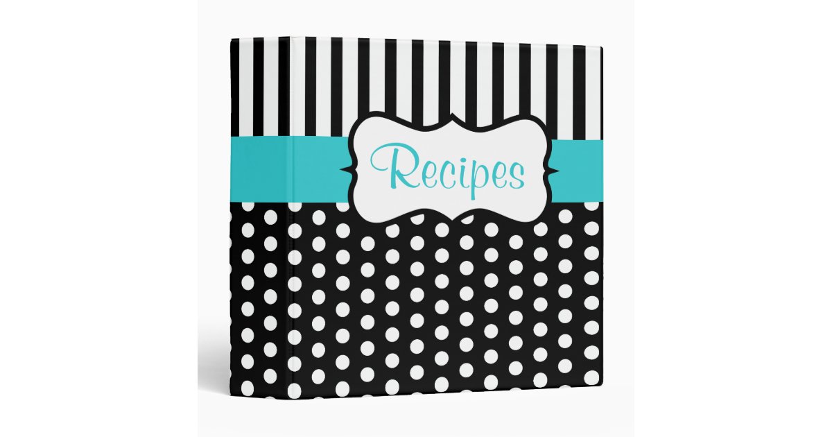 Classic Turquoise Black Recipe Binder | Zazzle