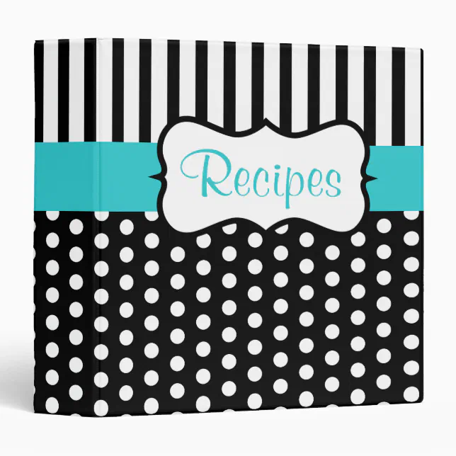 Classic Turquoise Black Recipe Binder | Zazzle