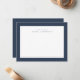 Classic tweed frame simple navy blue personal note card | Zazzle