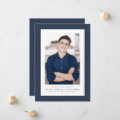 Classic tweed frame simple navy photo graduation announcement | Zazzle