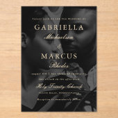 Classic Typography Overlay Photo Wedding Acrylic Invitations | Zazzle