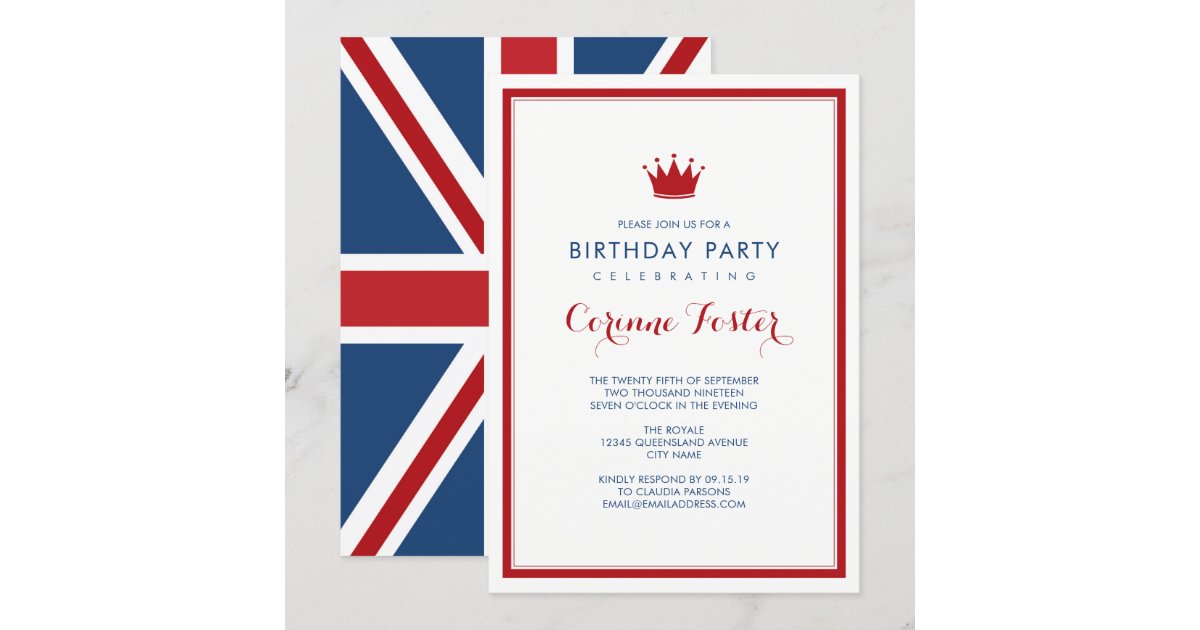 Classic Union Jack Flag Birthday Invitation | Zazzle