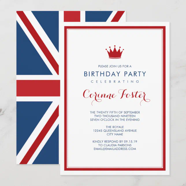 Classic Union Jack Flag Birthday Invitation | Zazzle