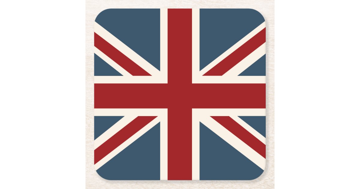 Classic Union Jack Flag Square Paper Coaster | Zazzle