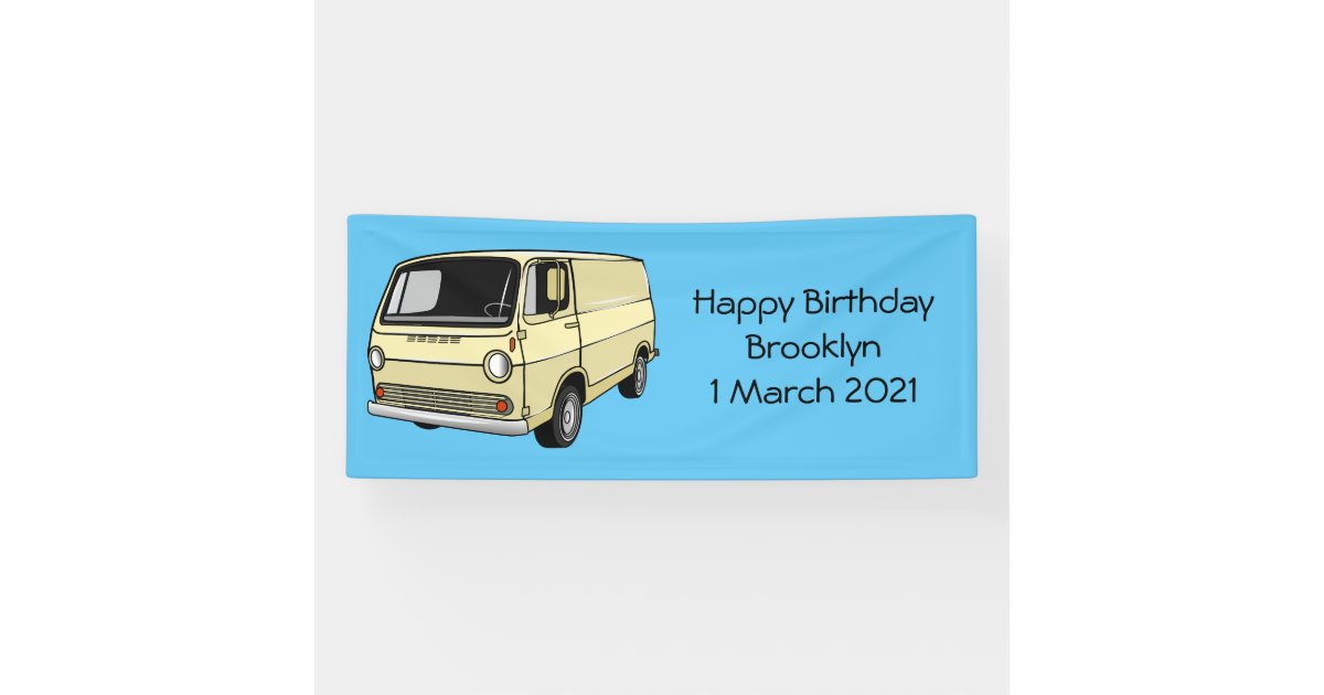 Classic van cartoon illustration banner | Zazzle