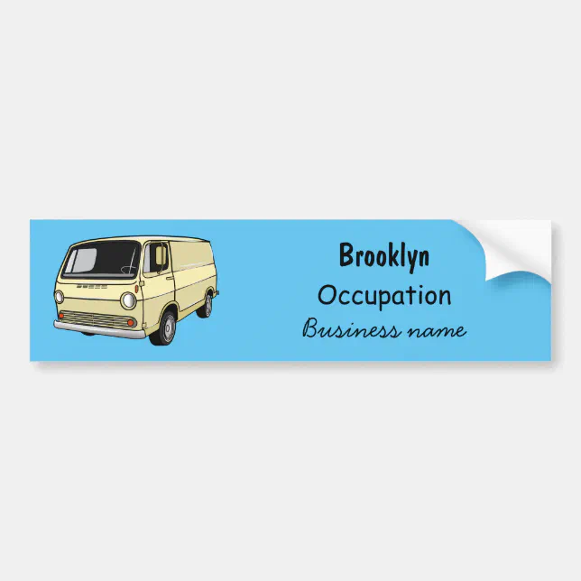 Classic van cartoon illustration bumper sticker | Zazzle