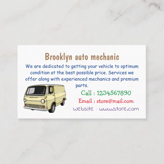 Classic van cartoon illustration business card | Zazzle