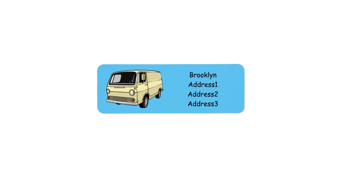 Classic van cartoon illustration label | Zazzle