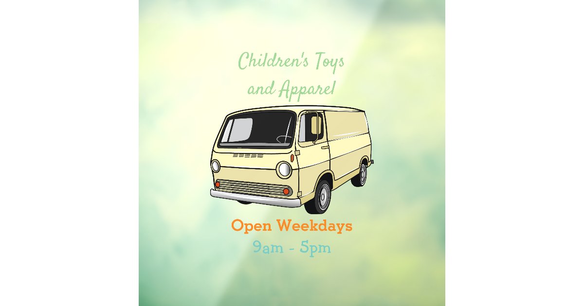 Classic van cartoon illustration window cling | Zazzle