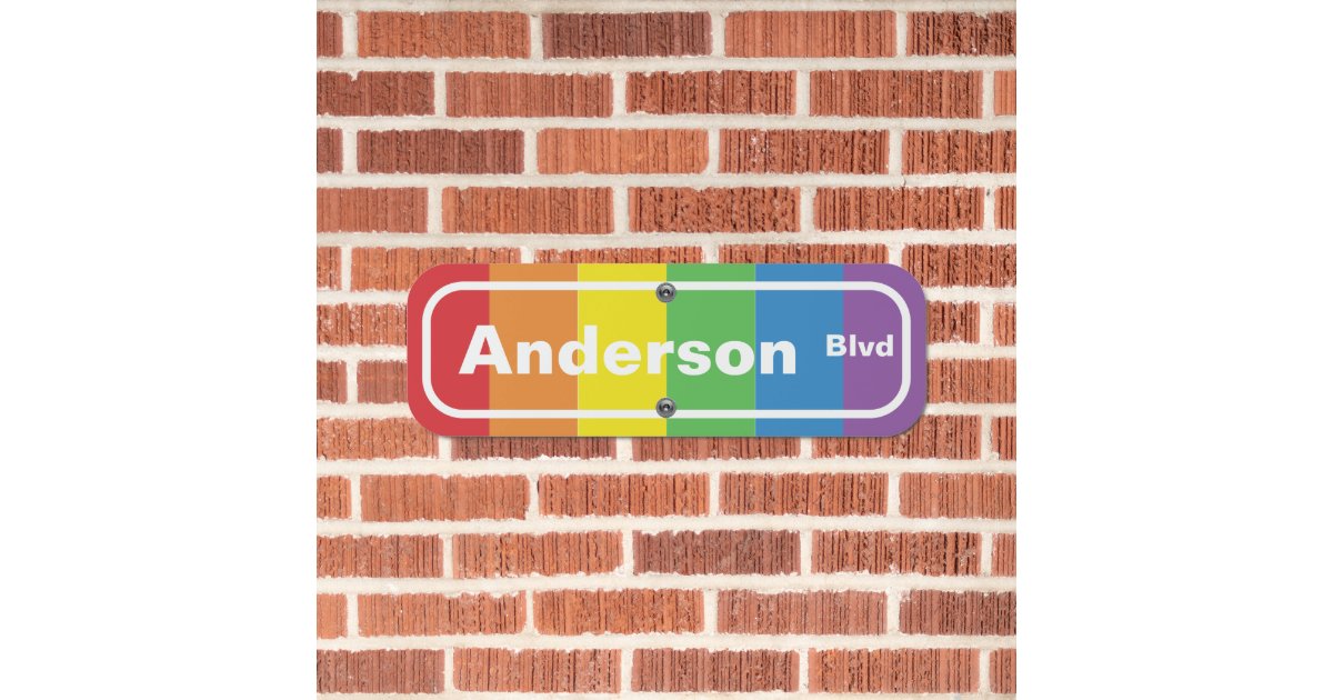 Classic Vertical Rainbow Stripes, White Lettering Metal Sign | Zazzle