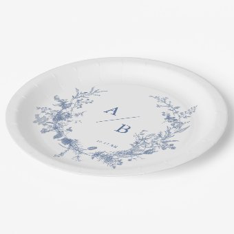 Classic Victorian French Wedding Monogram Paper Plates | Zazzle