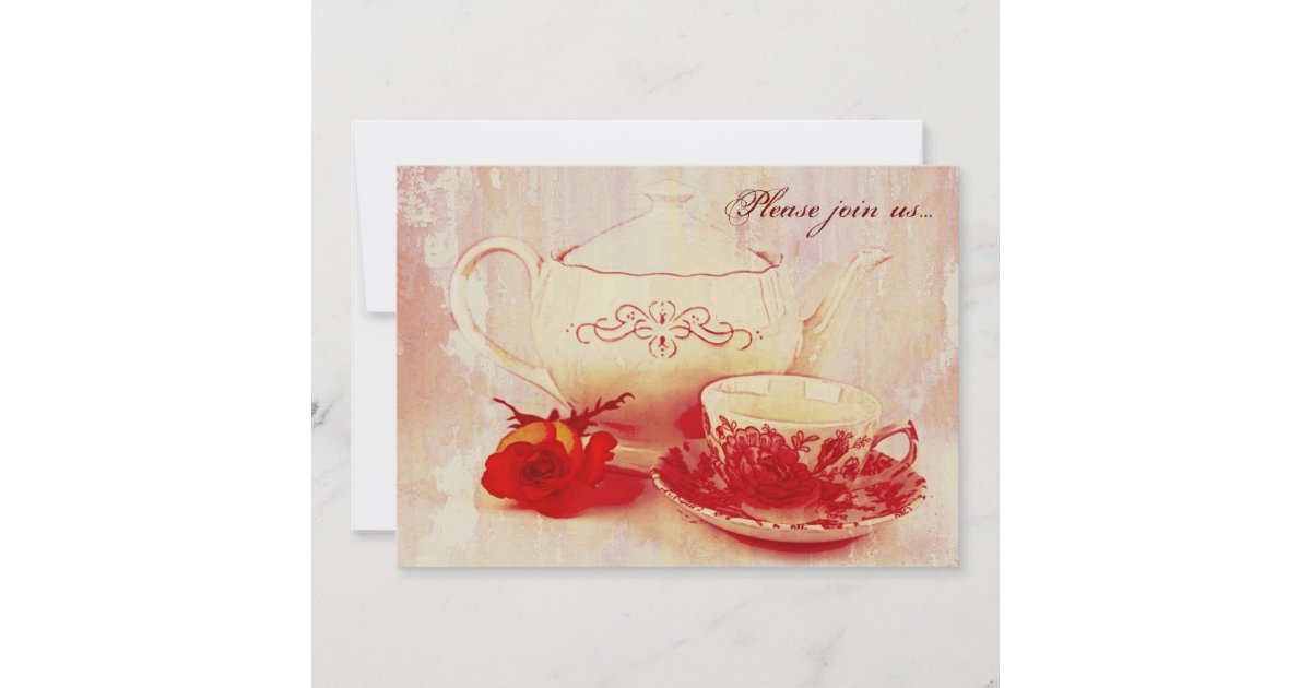 Classic victorian grunge tea party invitation | Zazzle