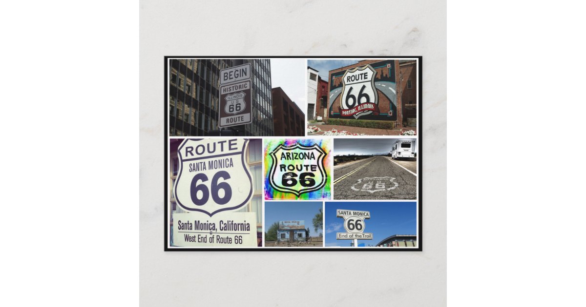 Classic views of the route 66 collage postcard | Zazzle