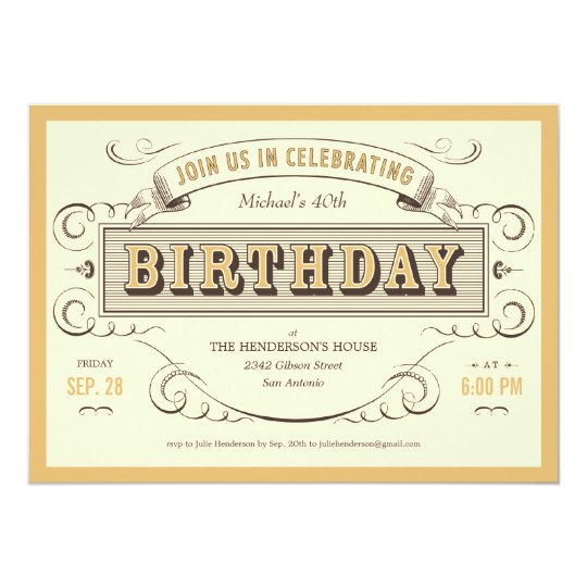 Classic Vintage Birthday Invitations | Zazzle.com