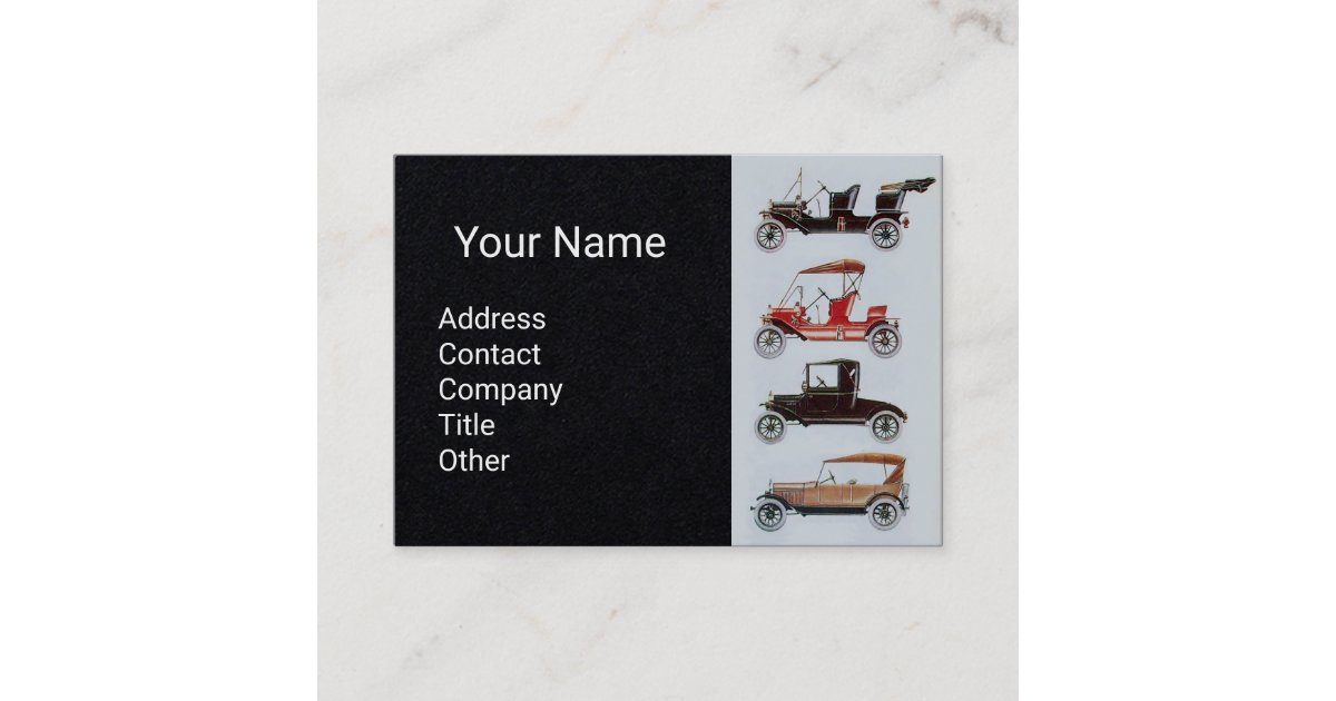 CLASSIC VINTAGE CARS Auto Automotive Black Paper Business Card | Zazzle