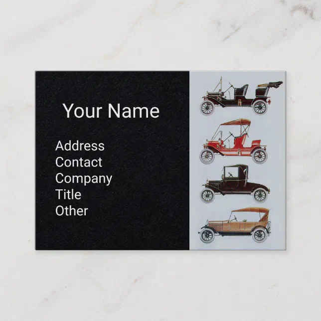 CLASSIC VINTAGE CARS Auto Automotive Black Paper Business Card | Zazzle
