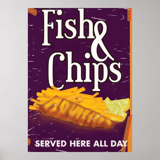 Classic Vintage Fish and chips Poster | Zazzle.com