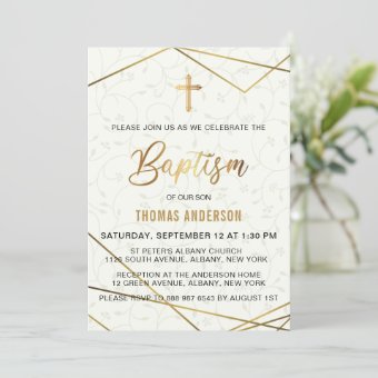 Classic Vintage Gold Baptism Invitation | Zazzle